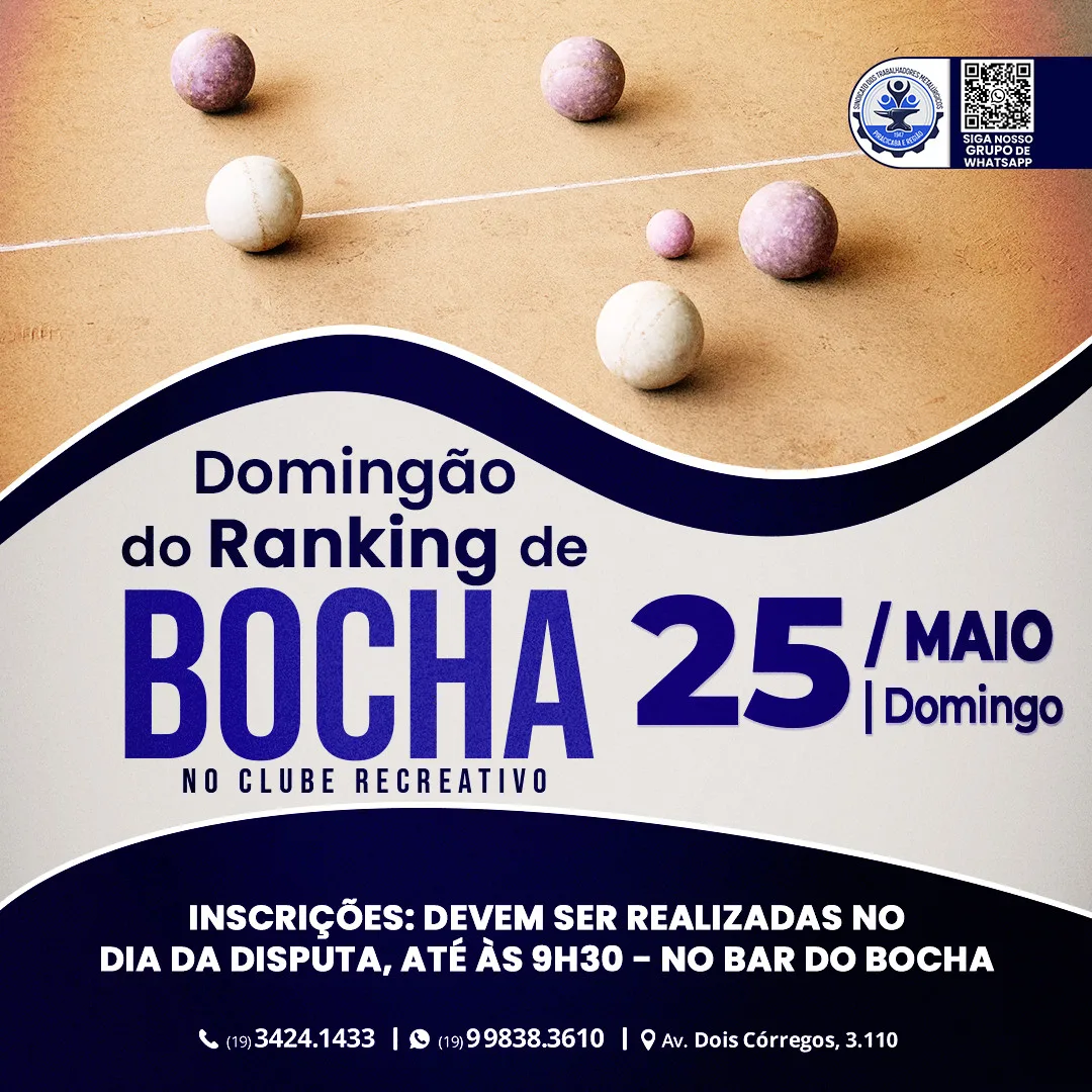 Dia 25 de maio tem Domingão do Ranking de Bocha – Espaço Vivaz